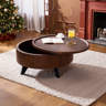 George Oliver 30.51 Inch Round Drum Coffee Table With Hidden Storage ...