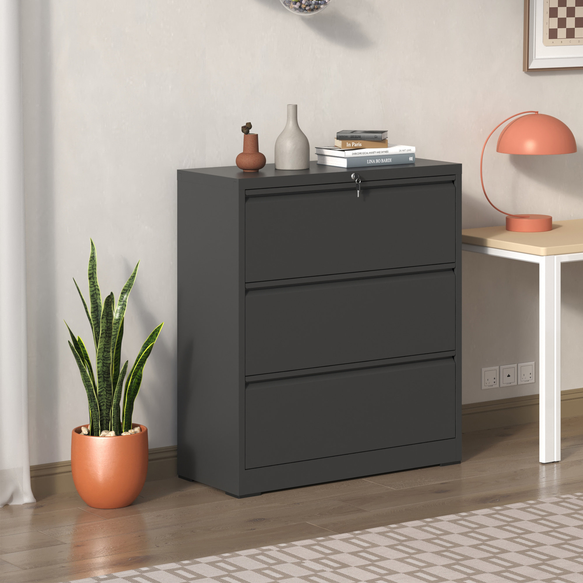 Inbox Zero Lateral File Cabinet 3 Drawer, Filing Cabinet with Lock ...