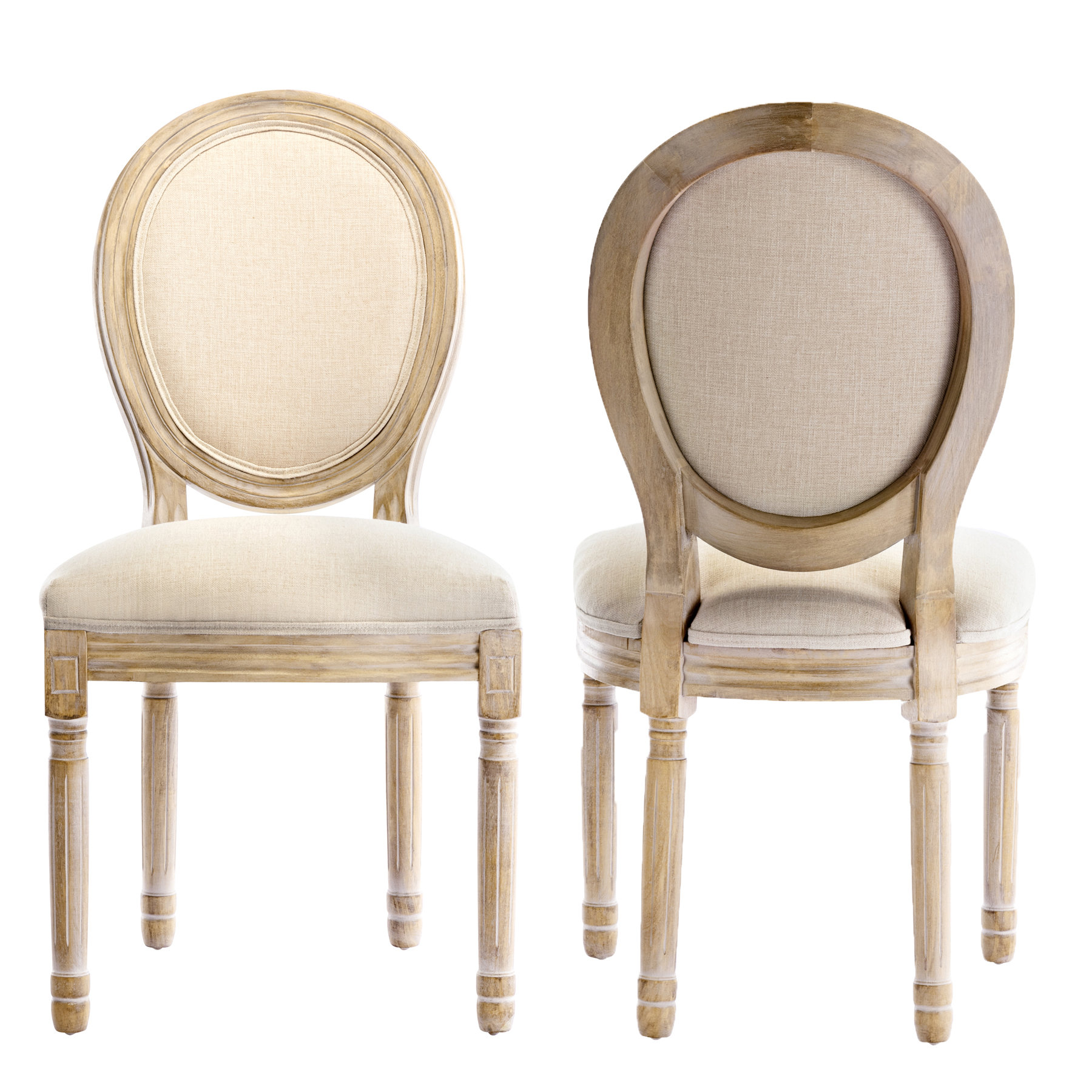 Ophelia & Co. King Louis Back Dining Chair Fabric Upholstered Oval Back ...