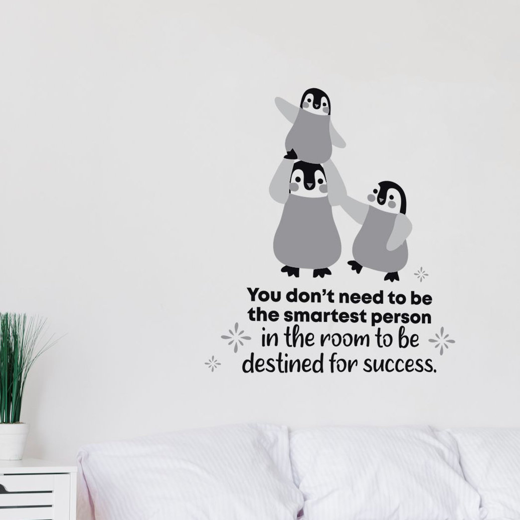 Zoomie Kids Success Penguin Animal Life Cartoon Quotes Decors Wall ...