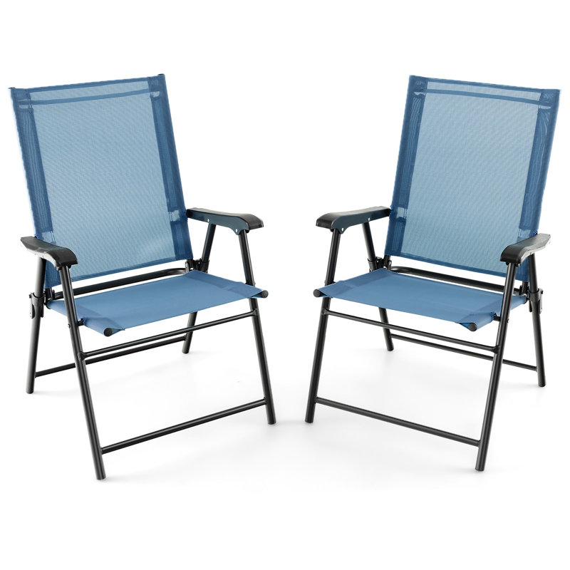 Lark Manor Antoino Fabric Patio Folding Chair Folding Chair Set | Wayfair