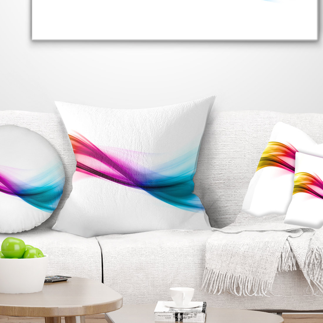 Design Art Rainbow Shade Waves - Abstract Printed Pillow | Wayfair