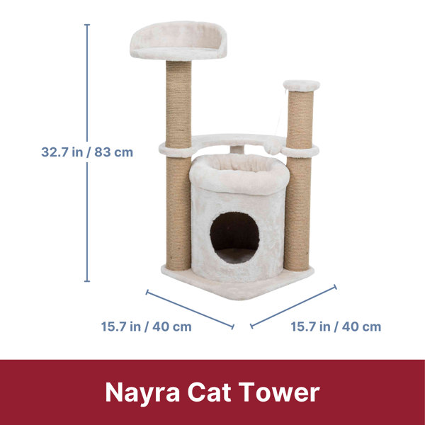 TRIXIE Nayra 32.7" Cat Tree, 3-Level Cat Scratcher, Plush Covered Cat ...