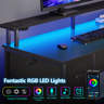 Inbox Zero Linze Computer Desk w/ Monitor Shelf, RGB LED Lights, USB ...