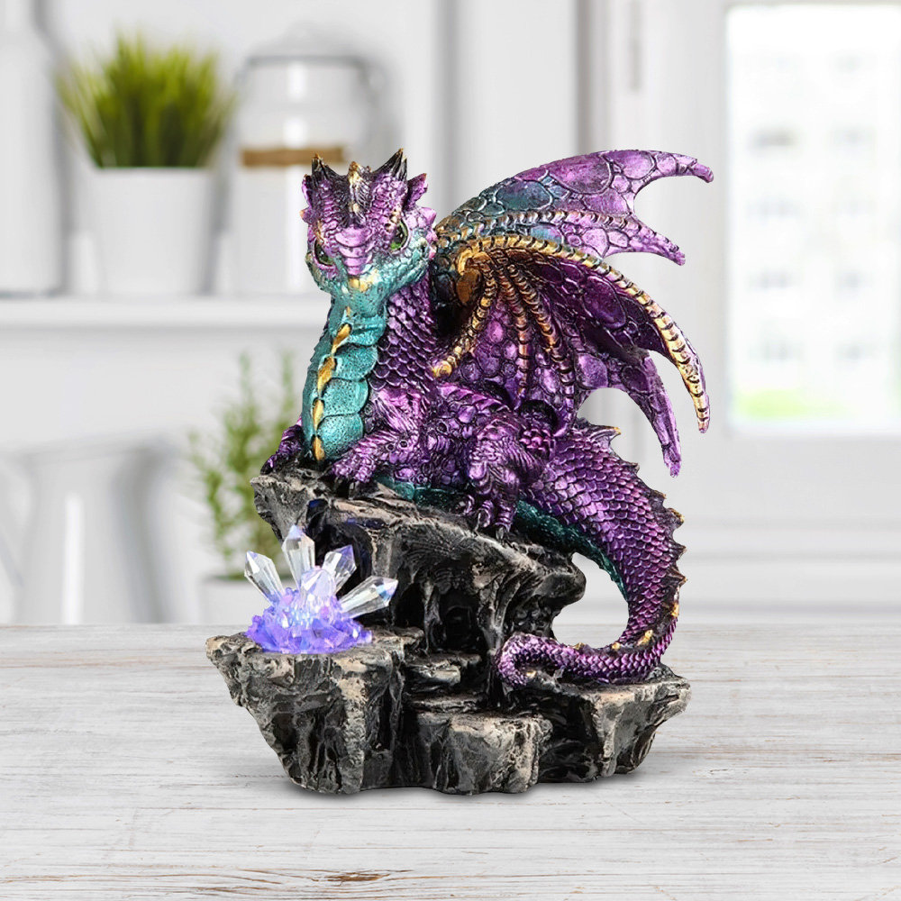 Trinx Jerimie 6.25"H Purple Dragon Figurine Unique Gifts | Wayfair