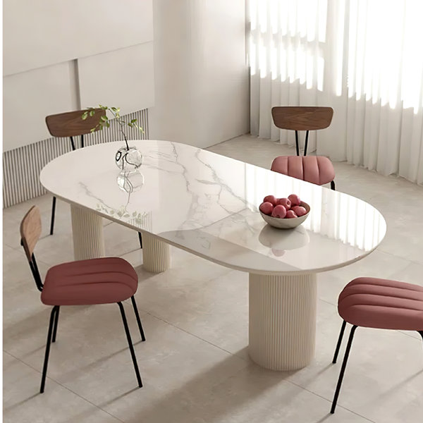 Orren Ellis Soghra Modern Minimalist White Oval Dining Table | Wayfair