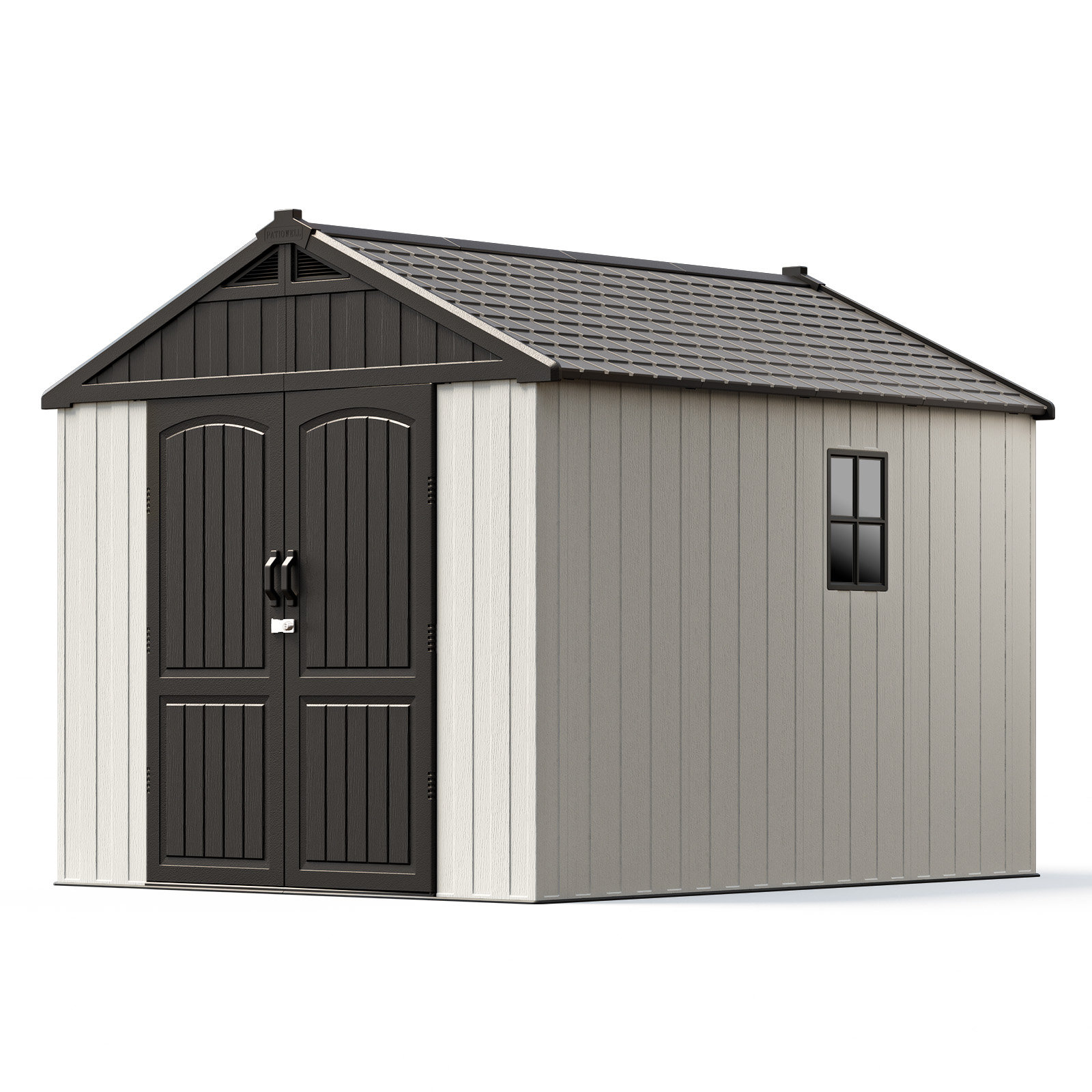 Patiowell 8 ft. W x 10 ft. D Plastic Storage Shed with Floor, Resin ...