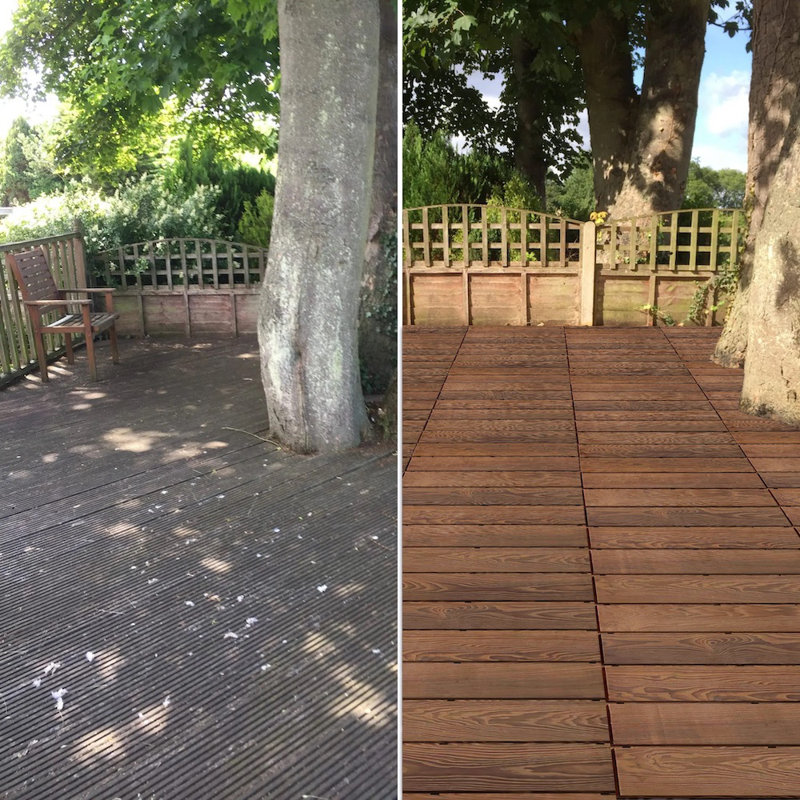 Roll Floor Thermo-Treated Wood Roll Deck Tile Mat 42 in. x 32 in. in ...