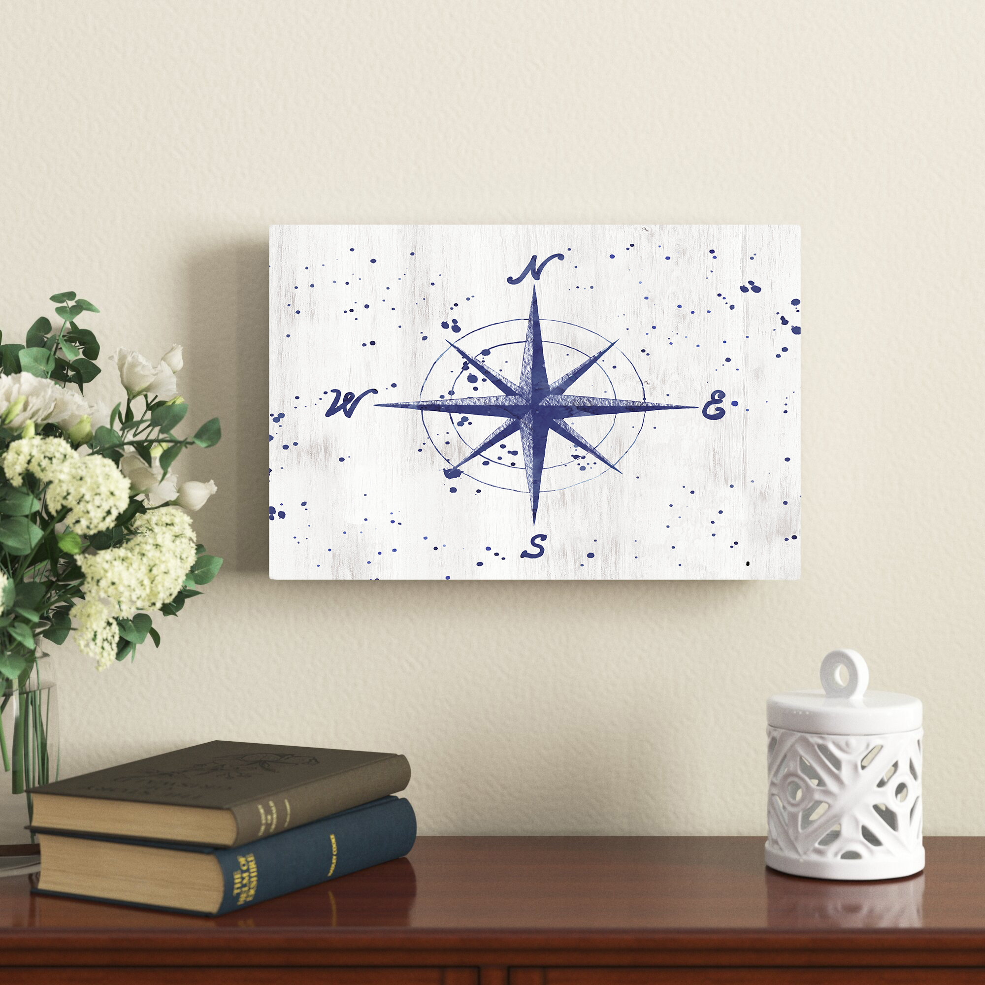 Beachcrest Home Navy Compass Print On Canvas & Reviews - Wayfair Canada