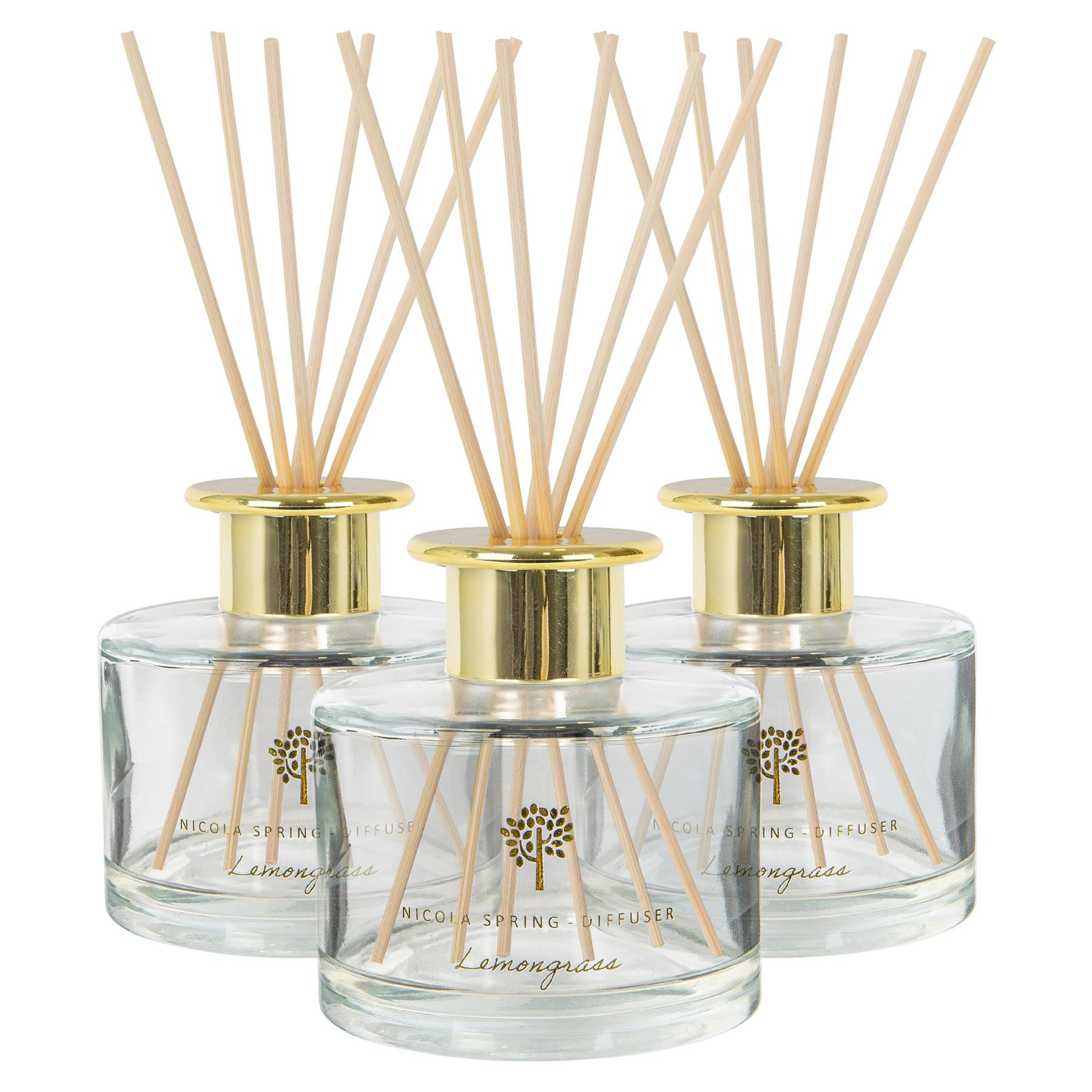 Nicola Spring Glass Reed Diffusers - 200ml - Lemongrass - Pack of 3 ...