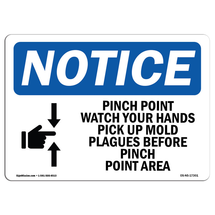 SignMission Pinch Point Watch Your Hands Sign | Wayfair