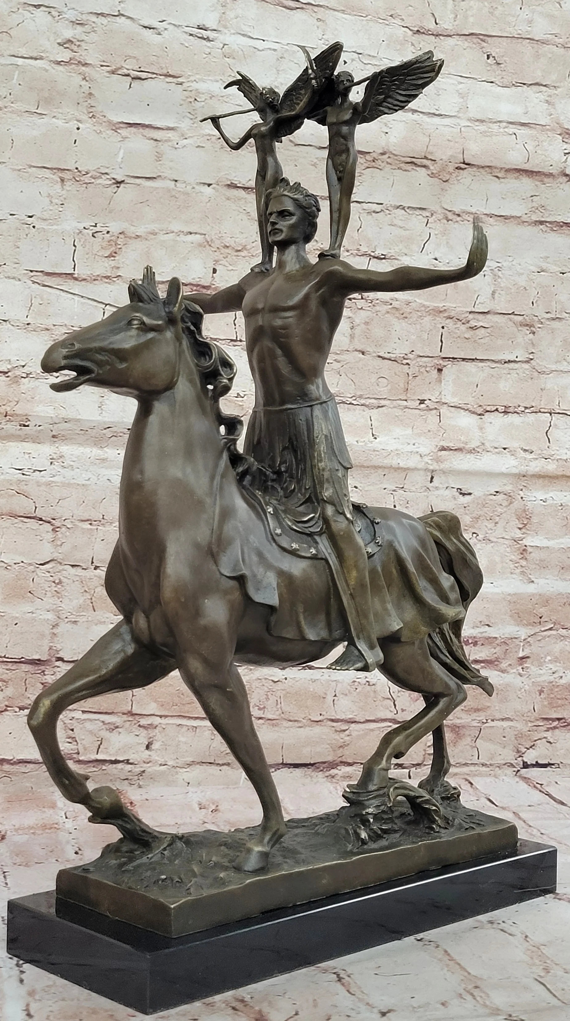 Canora Grey Majestic Bronze Sculpture Of Warrior On Horseback With ...