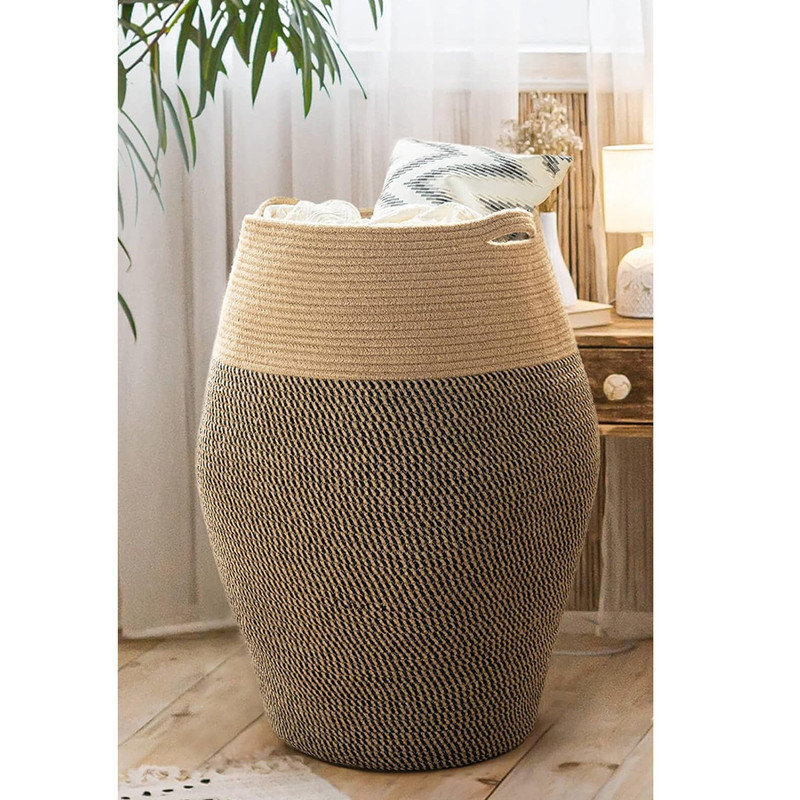 Dovecove Tall Laundry Hamper | Woven Jute Rope Dirty Clothes Hamper ...
