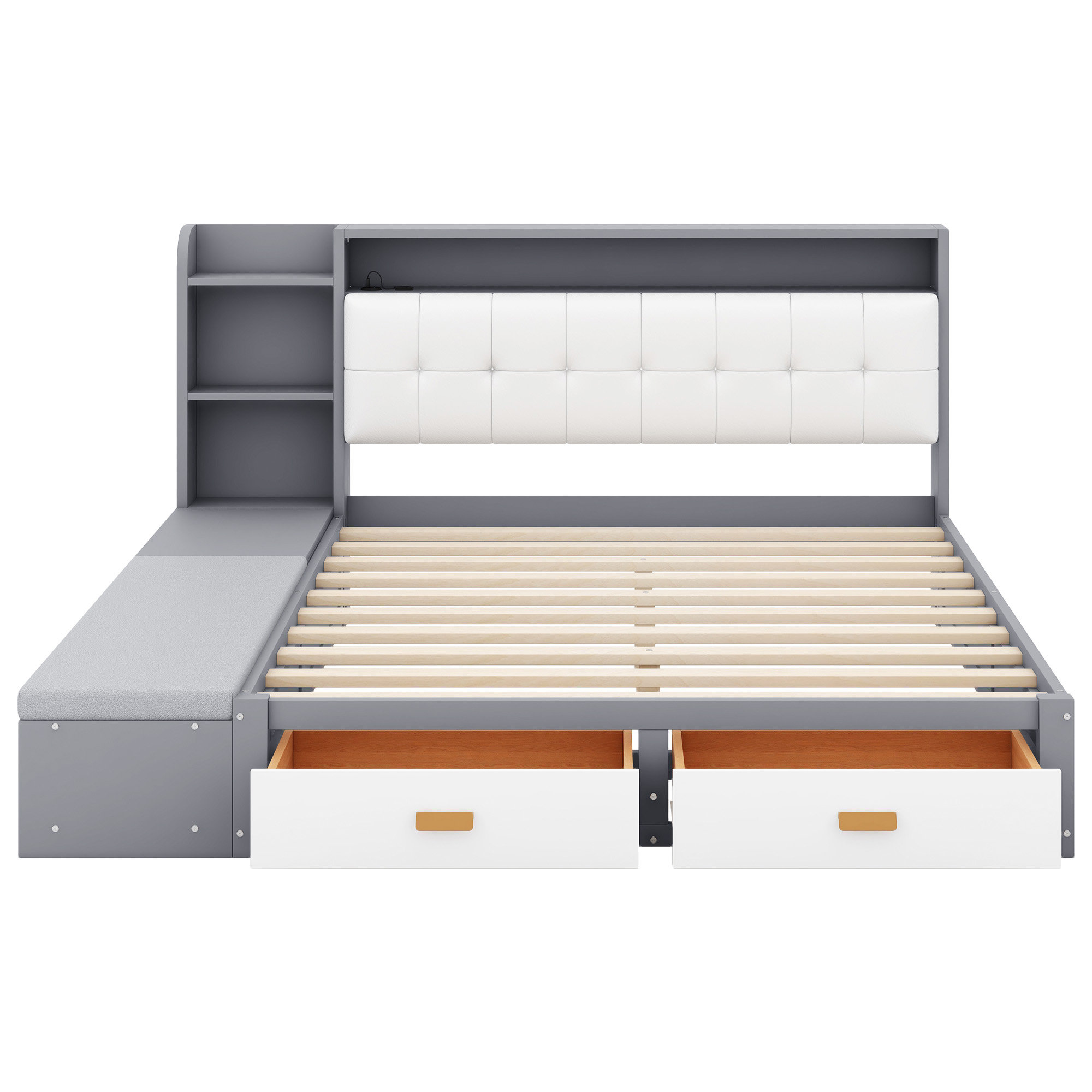 Lark Manor Queen Size Low Profile Platform Bed Frame With Upholstery