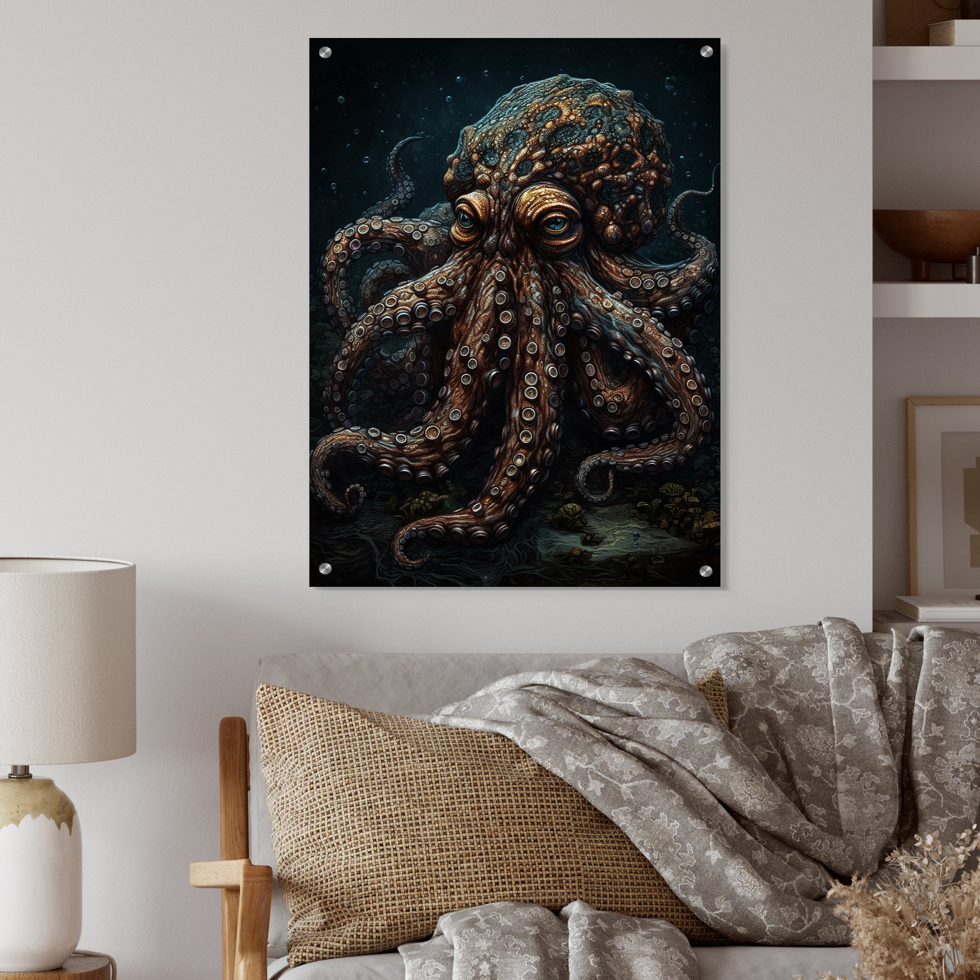 Breakwater Bay Brown Octopus Under The Sea - Octopus Acrylic Wall Art ...