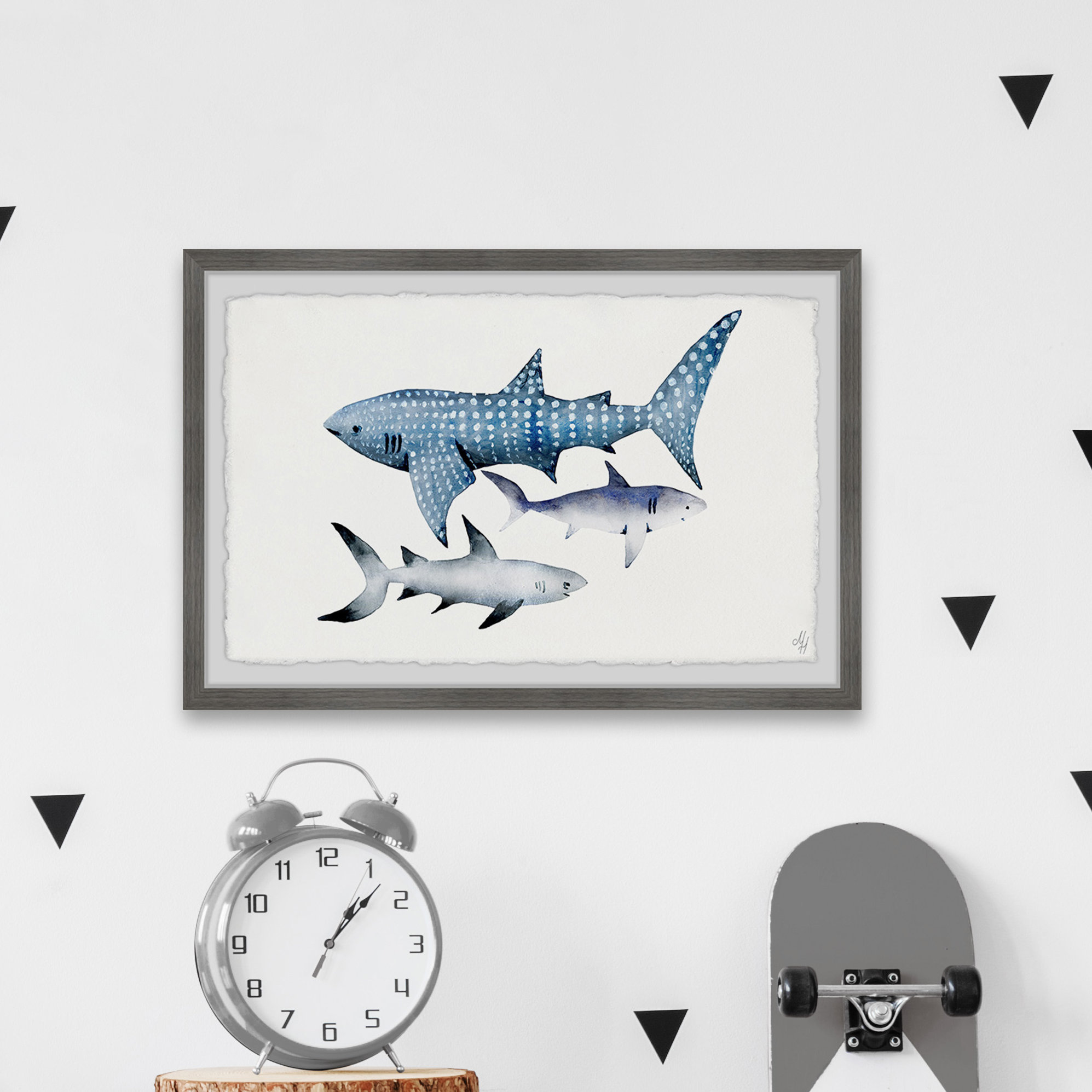 Isabelle & Max™ Chinn 'Dotted Shark' Framed Print | Wayfair