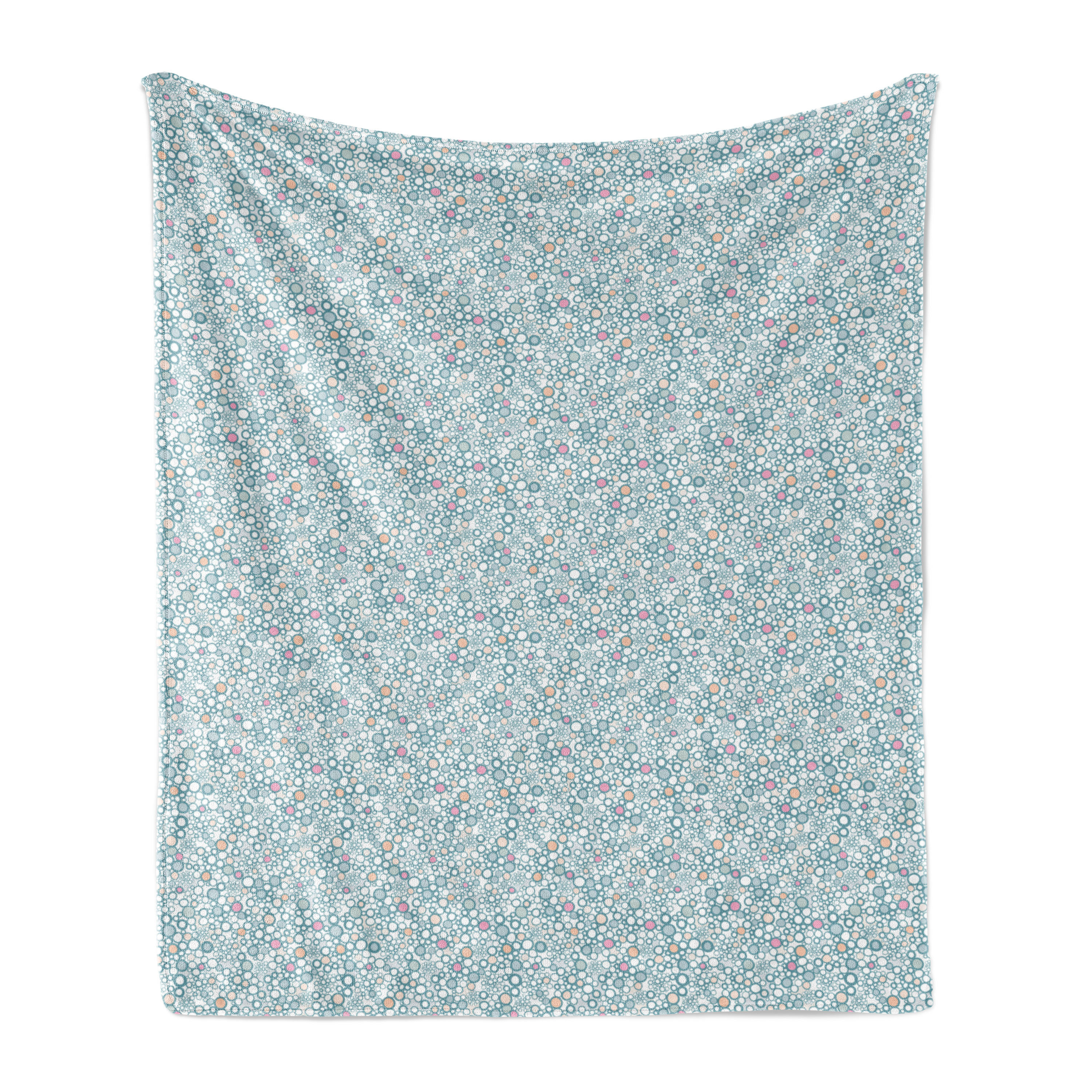 Ambesonne Pastel Fleece Throw Blanket Bubbles Muted Tone Cadet Blue ...