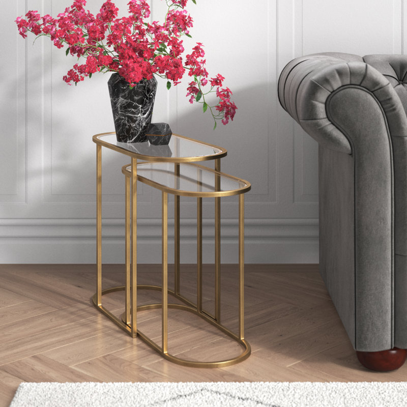 Willa Arlo™ Interiors Lutterworth Glass Frame Nesting Tables & Reviews ...