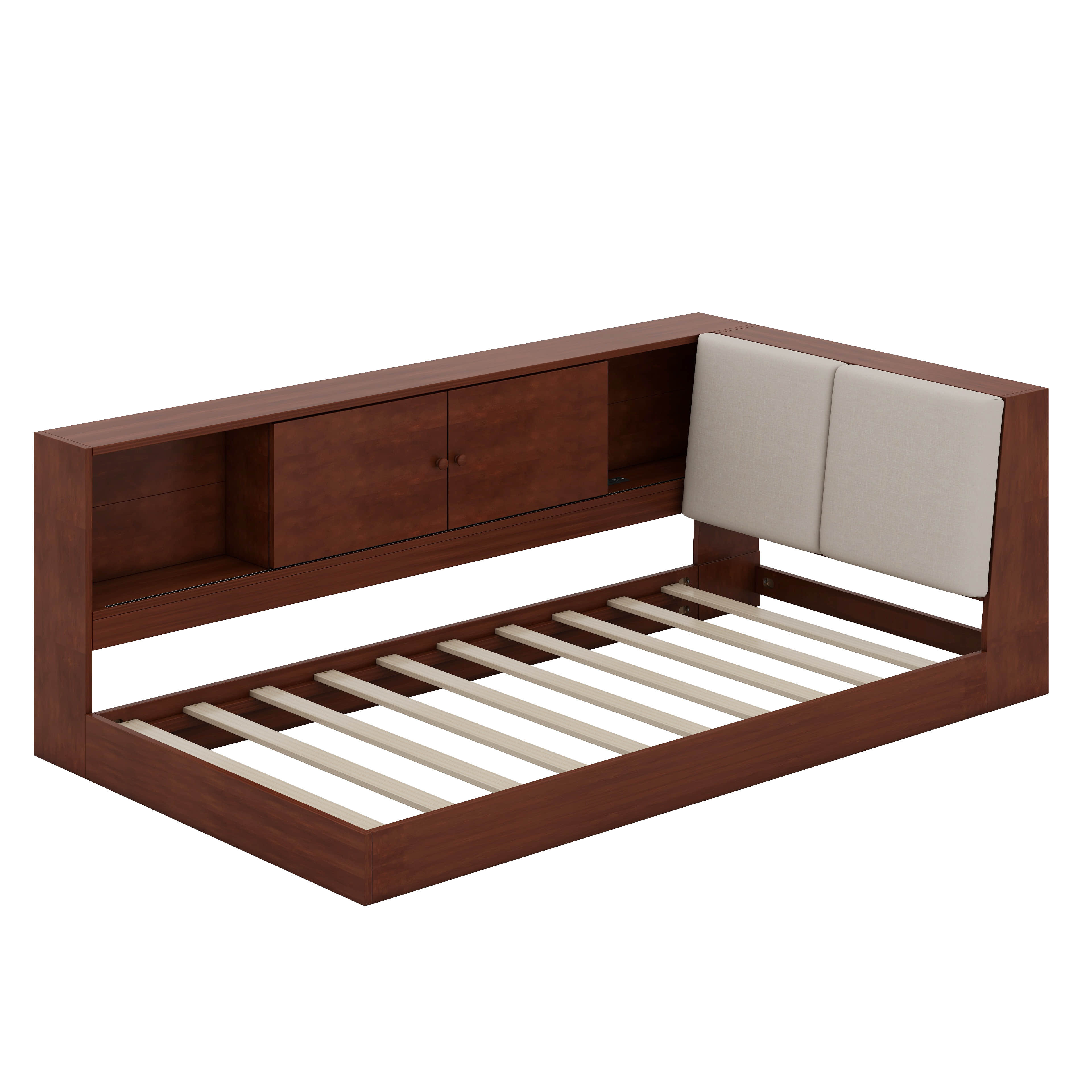 Cosmic Twin Size L-Shaped Corner Daybed With Storage Bookcase And USB ...