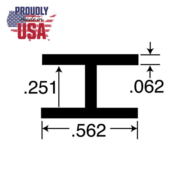 Outwater Aluminum H Channel Fits Material 1/4 Inch Thick Mill Finish ...