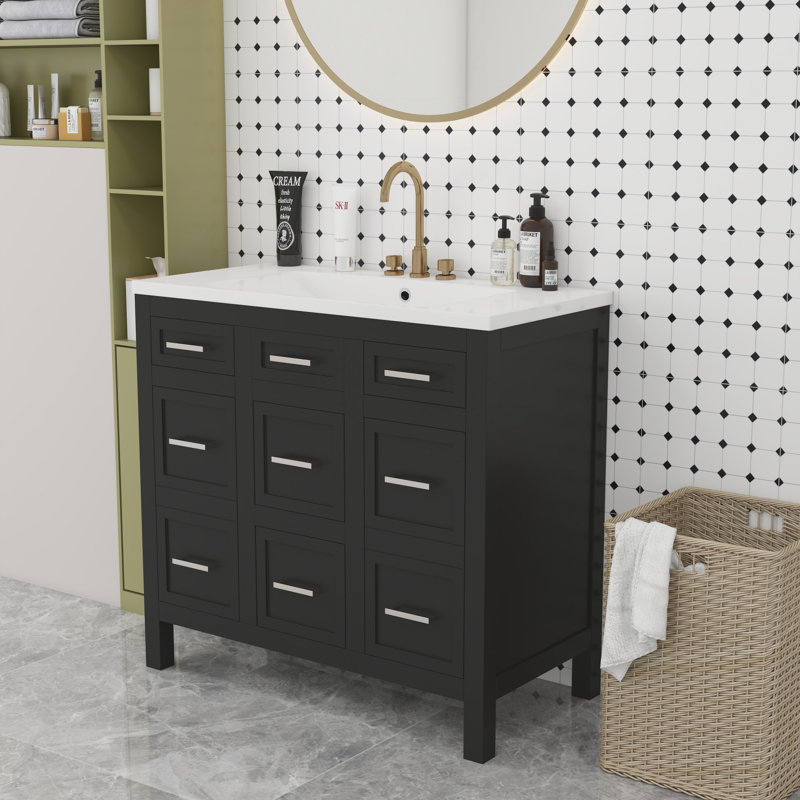 Ebern Designs Minimalist Design Storage Bathroom Vanity | Wayfair