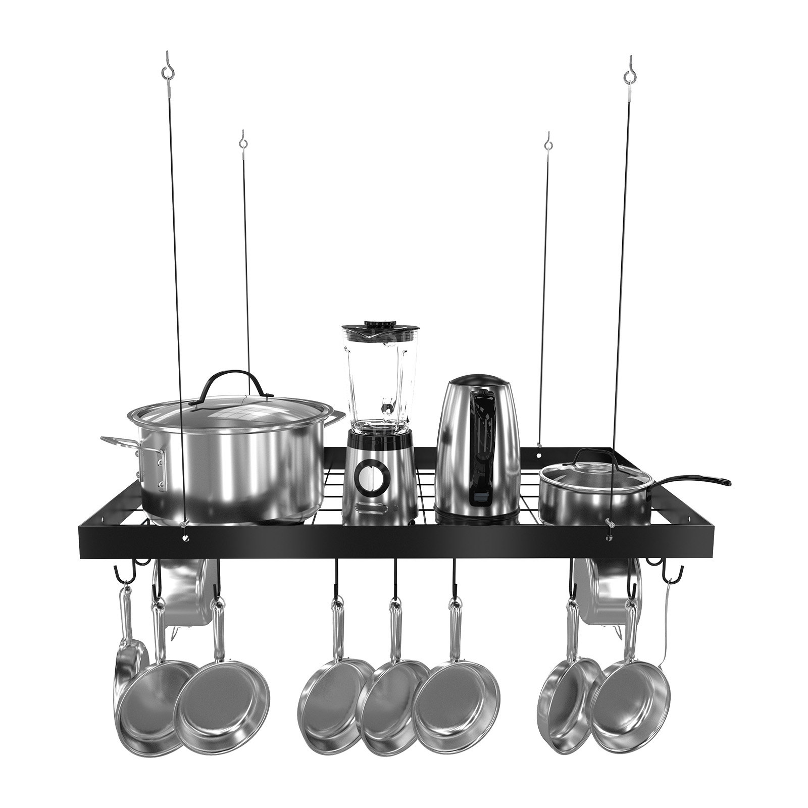 Prep & Savour Hanging Ceiling Pot Rack 30 Inches Iron Rectangle for ...