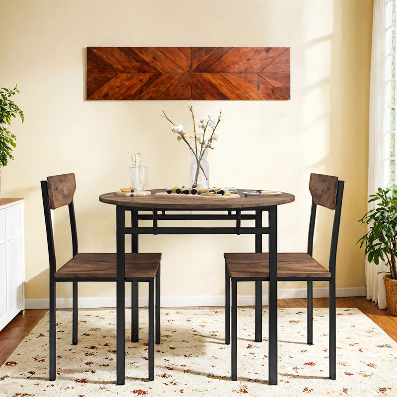 17 Stories 3 Piece Dining Table Set, Round Table with Drop Leaf, Table ...