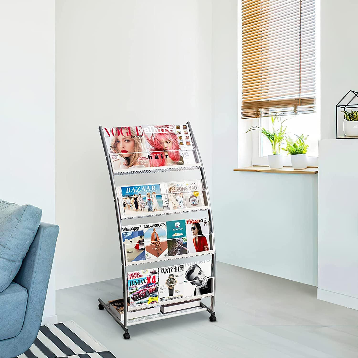 Rebrilliant Magazine Rack Floor Standing,Brochure Display Stand, 4 ...