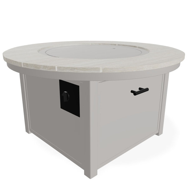 Telescope Casual 42" Round Rustic Polymer Fire Table with Propane Shelf ...