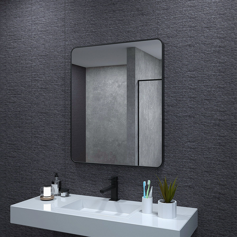 Latitude Run® 30X36 In. Aluminum Framed Rounded Rectangle Bathroom Wall ...
