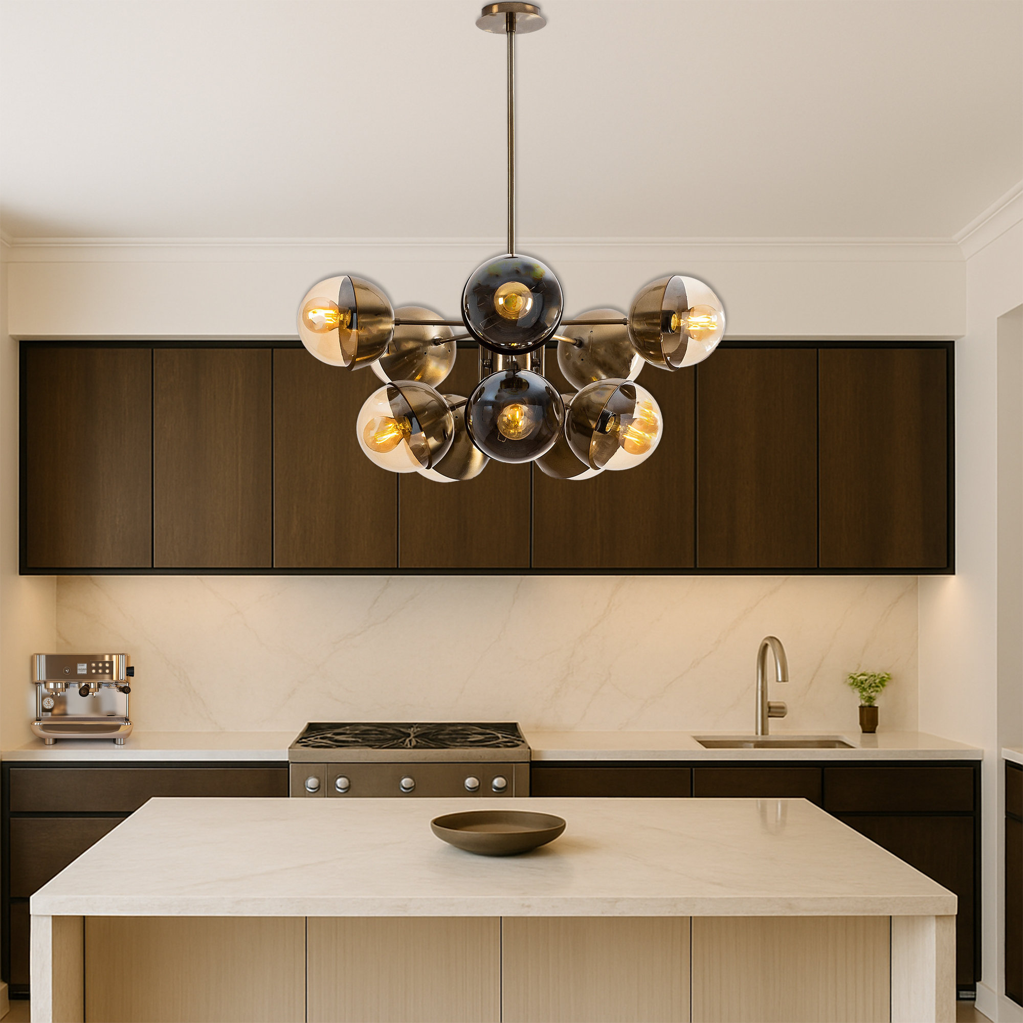 Orren Ellis 10 Lights Metal Body Glass Cap Luxury Chandelier - Wayfair ...