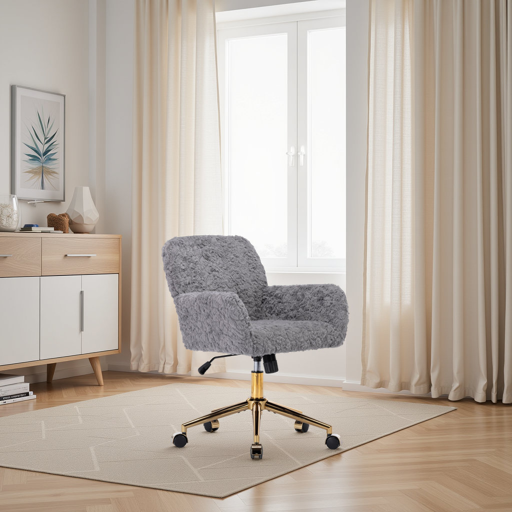 Mercer41 Luxe Executive Chair – Plush Faux Fur Swivel Chair with 40 ...