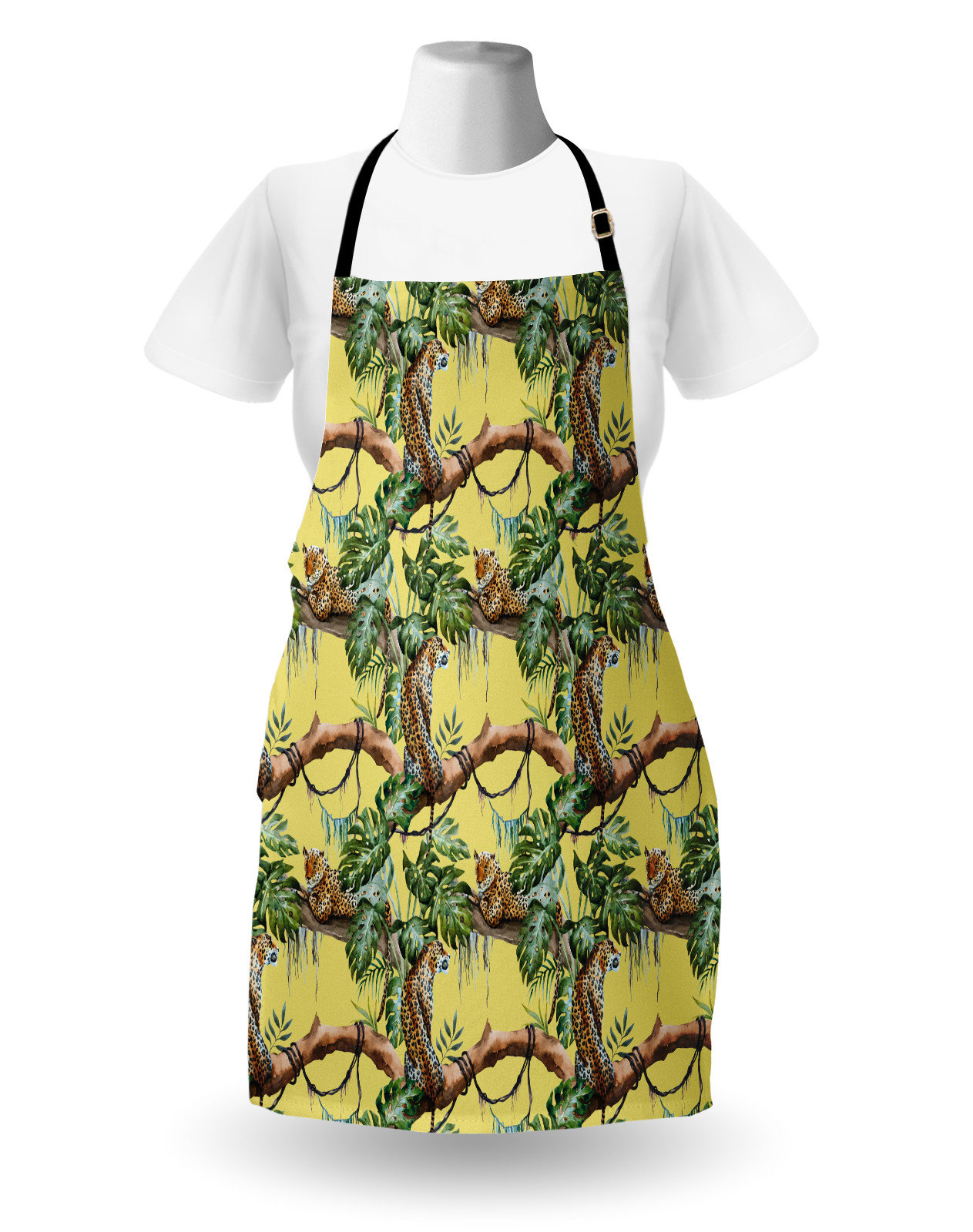 East Urban Home Watercolor Apron Unisex, Leopards in Jungle, Adult Size ...