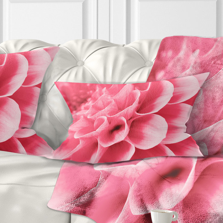 Design Art Pink Abstract Flower Petals - Floral Printed Throw Pillow ...