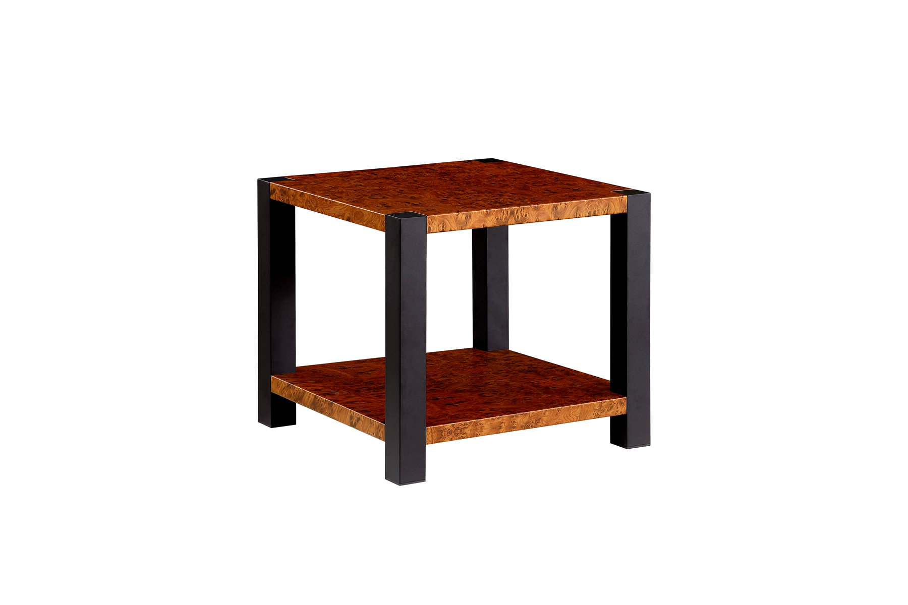 Hokku Designs Durable Metal Double-Layer End Table With Stylish Burl ...