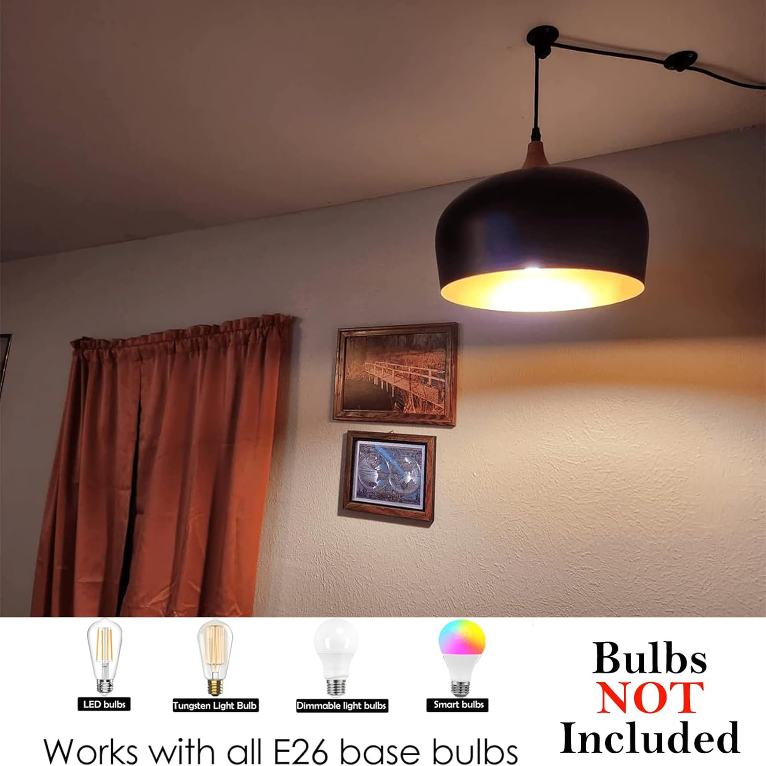 Mercer41 Modern Plug-In Pendant Light With 16.4Ft Cord, On/Off Switch ...