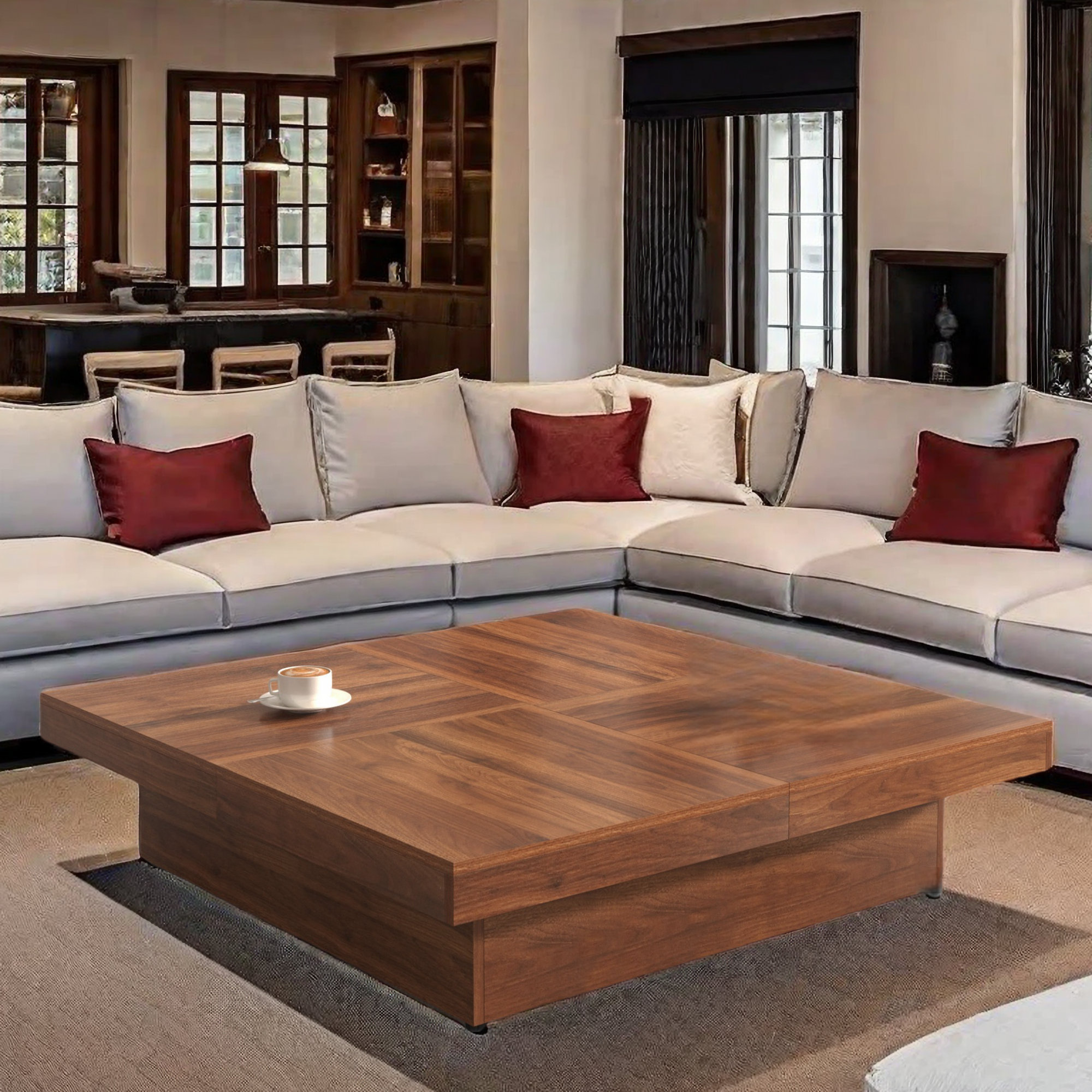 Millwood Pines Dessia Sliding Top Coffee Table with Four Hidden Storage ...