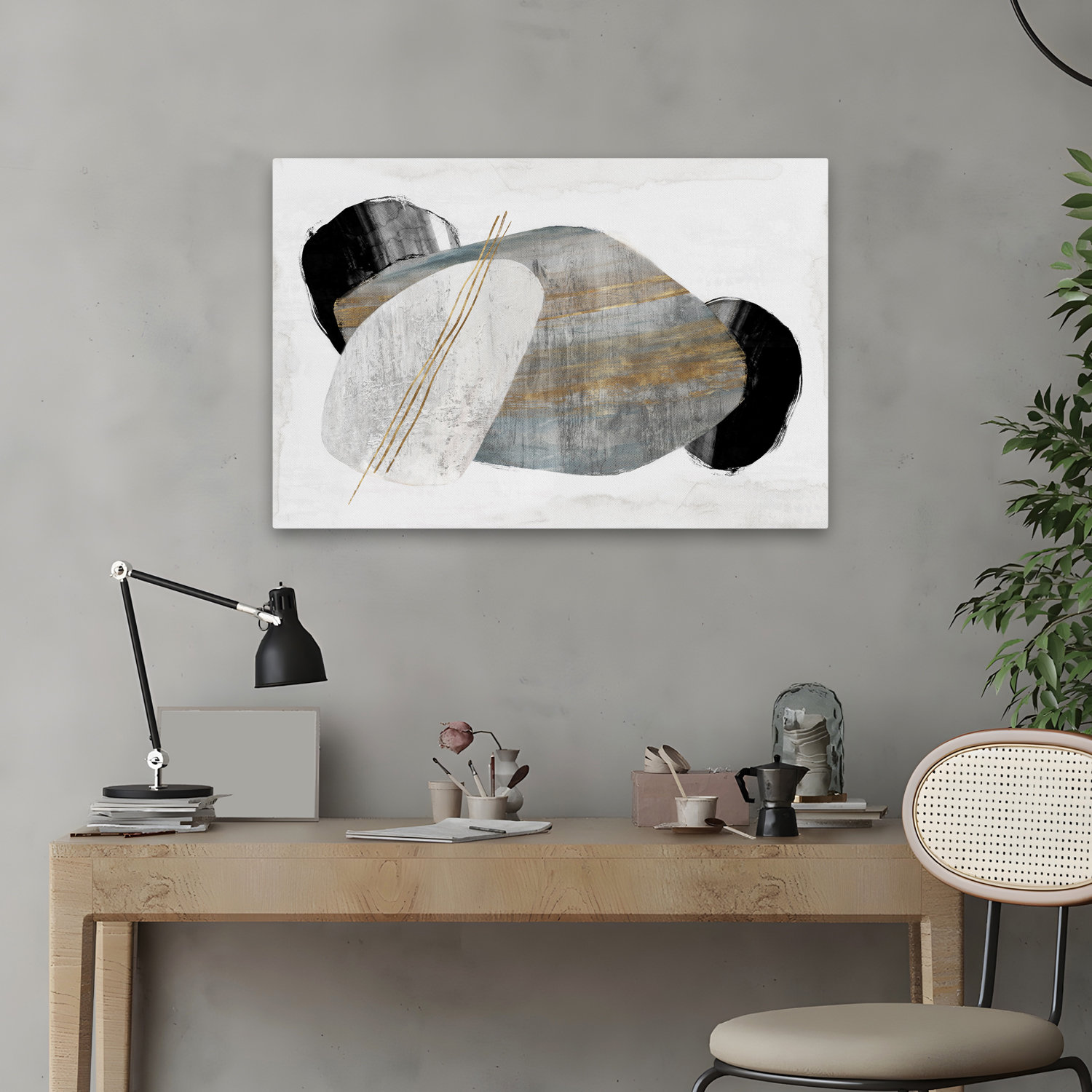 Latitude Run® Magestic Stillness - Abstract Mixed Media Geometric ...