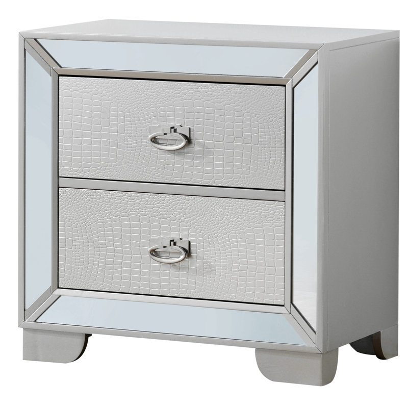 Everly Quinn Modern Silver Champagne Bedside Table | Wayfair