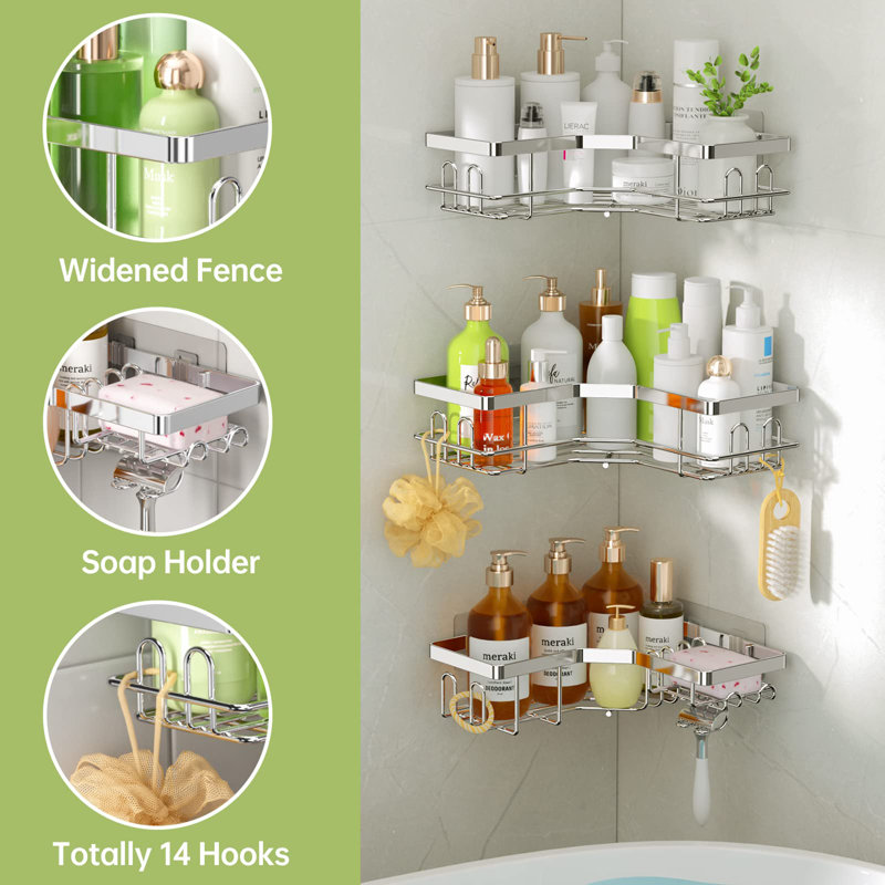 Rebrilliant 3 Pack Bathroom Shower Rack | Wayfair