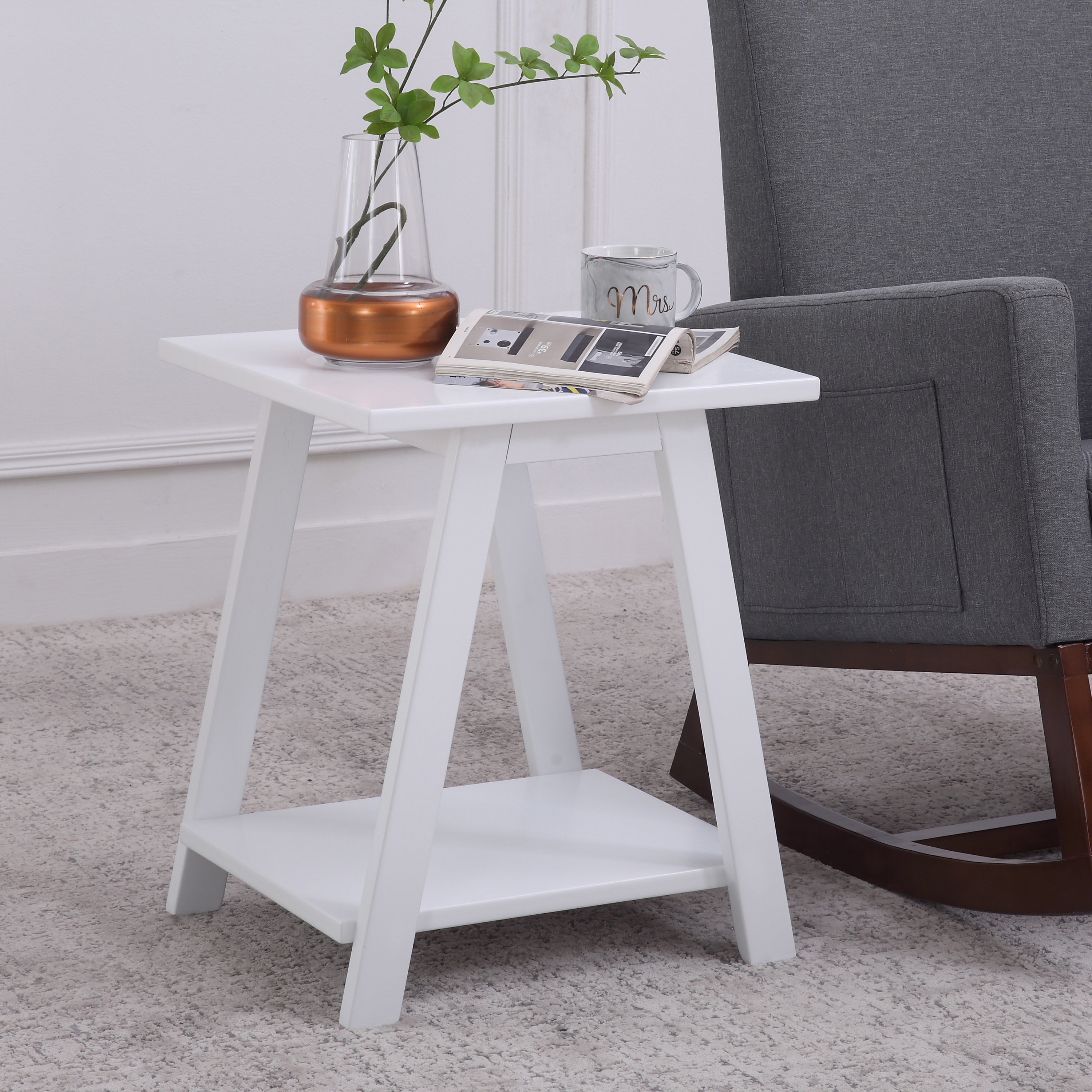 Ebern Designs Jaymier Square End Table, White & Reviews | Wayfair