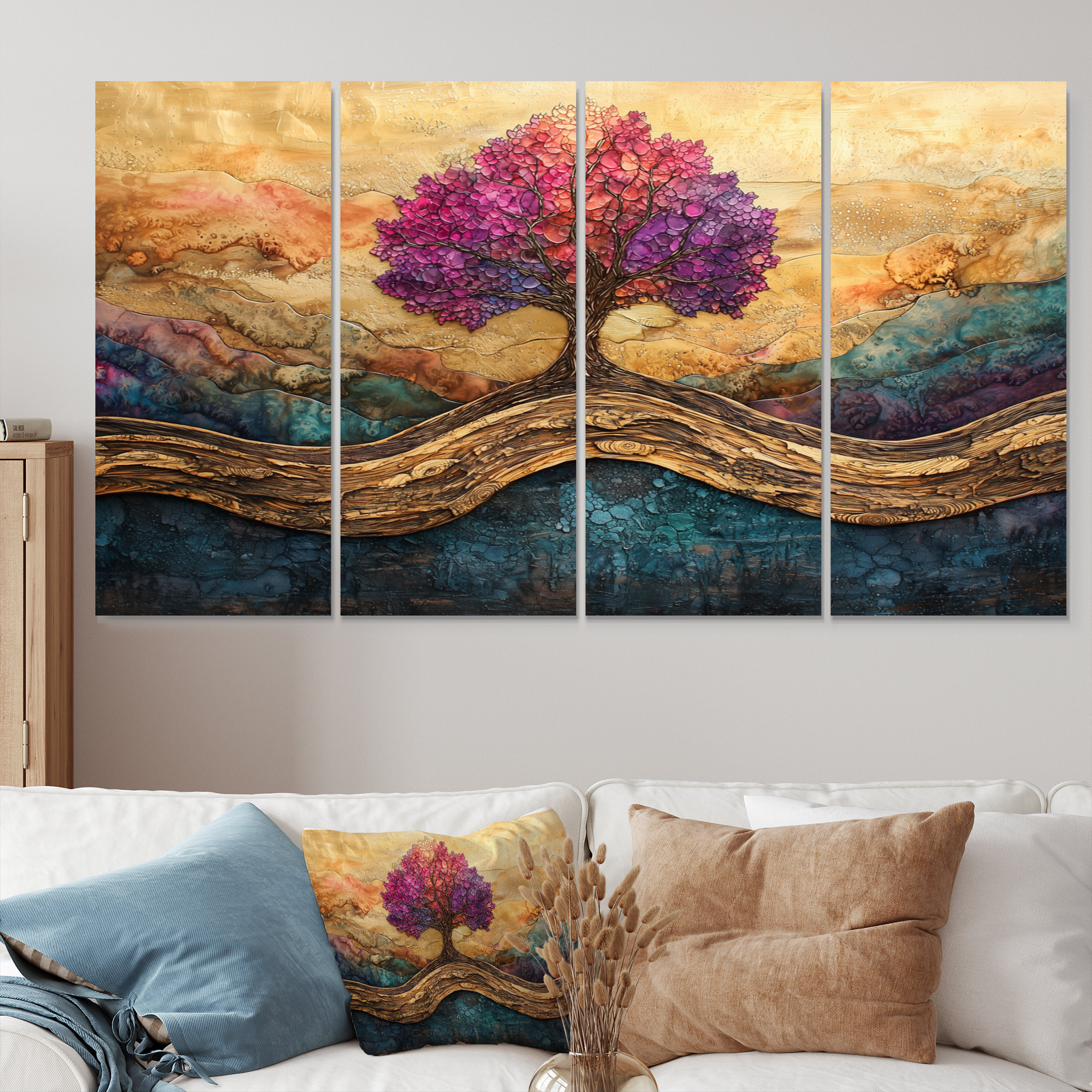 Lark Manor Burgendy Infinite Tree Of Life On Wood River - Tree Of Life ...