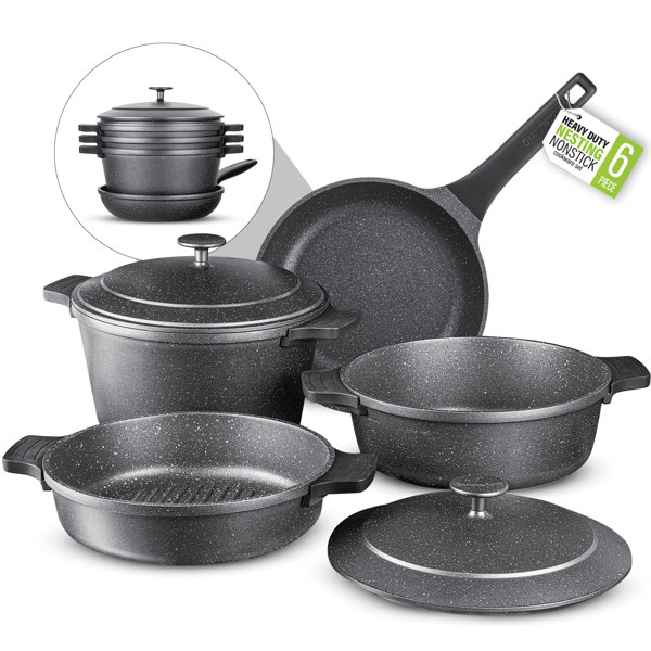 Granitestone Diamond 6 PC Nonstick Heavy Duty Nesting Pots Cookware Set ...