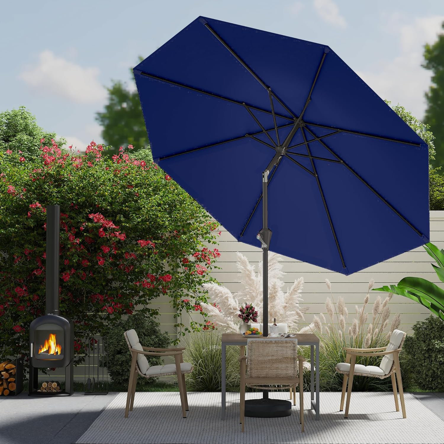 Arlmont & Co. 9 FT Patio Umbrella For Outdoor, Outdoor Table Umbrella ...