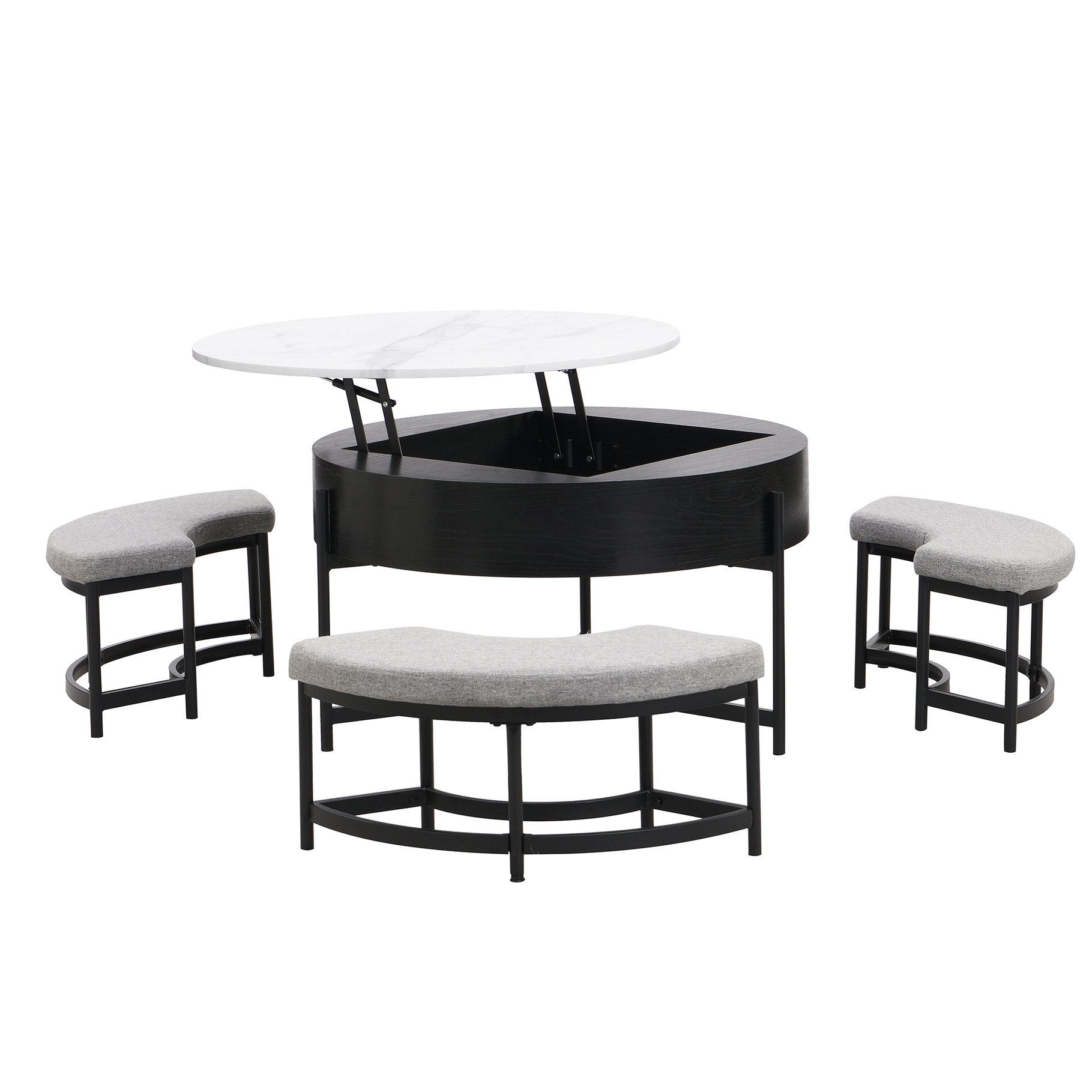 Corrigan Studio® Modern Round Coffee Table With Lift - Top Function ...