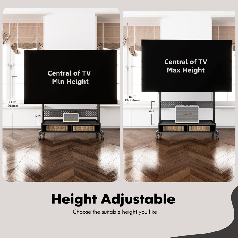 Wade Logan® Charrisse Modern Rolling TV Stand for 70-100 Inch TVs ...