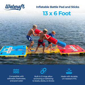 Wateraft Inflatable Battle Pad and Sticks, 13 x 6 Foot Floating Raft ...