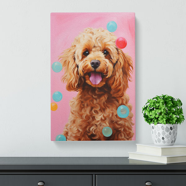 Marlow Home Co. Cockapoo Bubble Gum Painting No.2 - Wrapped Canvas Art ...