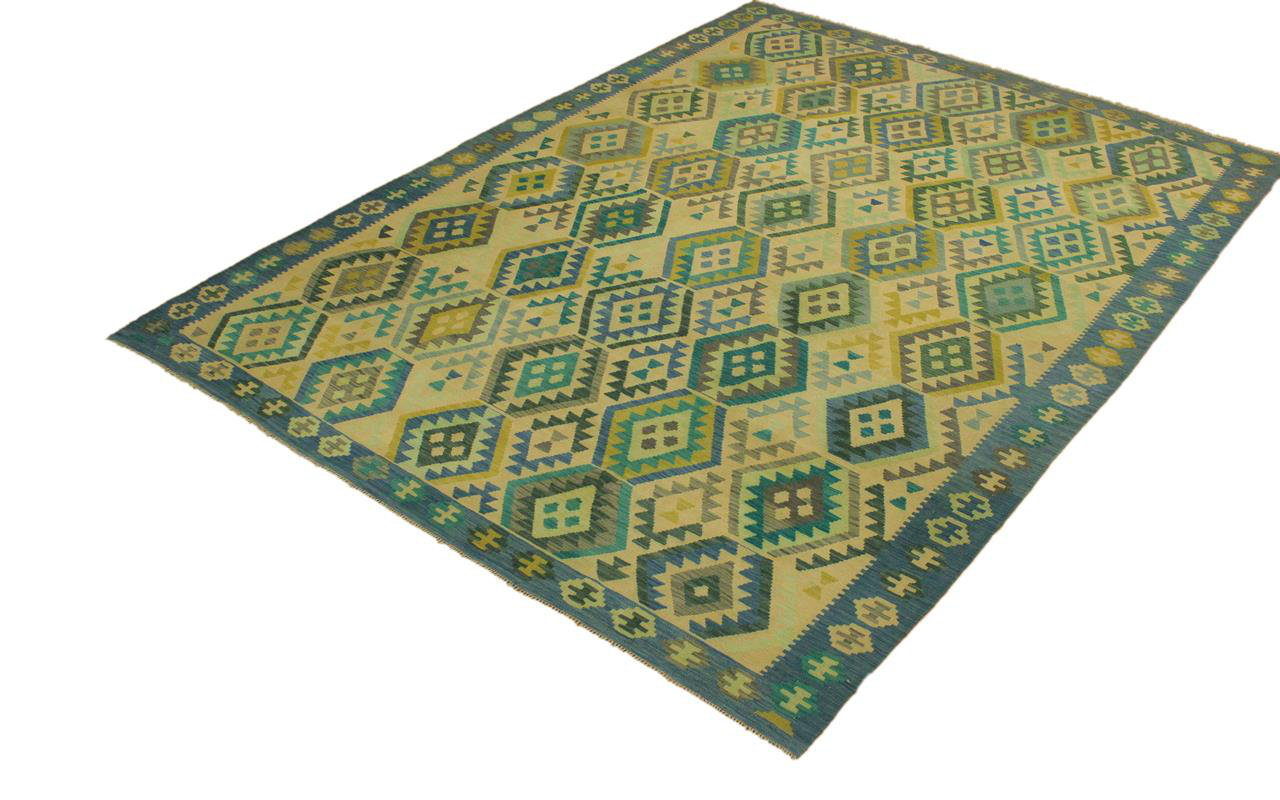 Isabelline One-of-a-Kind Sinclair Handmade Kilim Wool Light Green/Blue ...