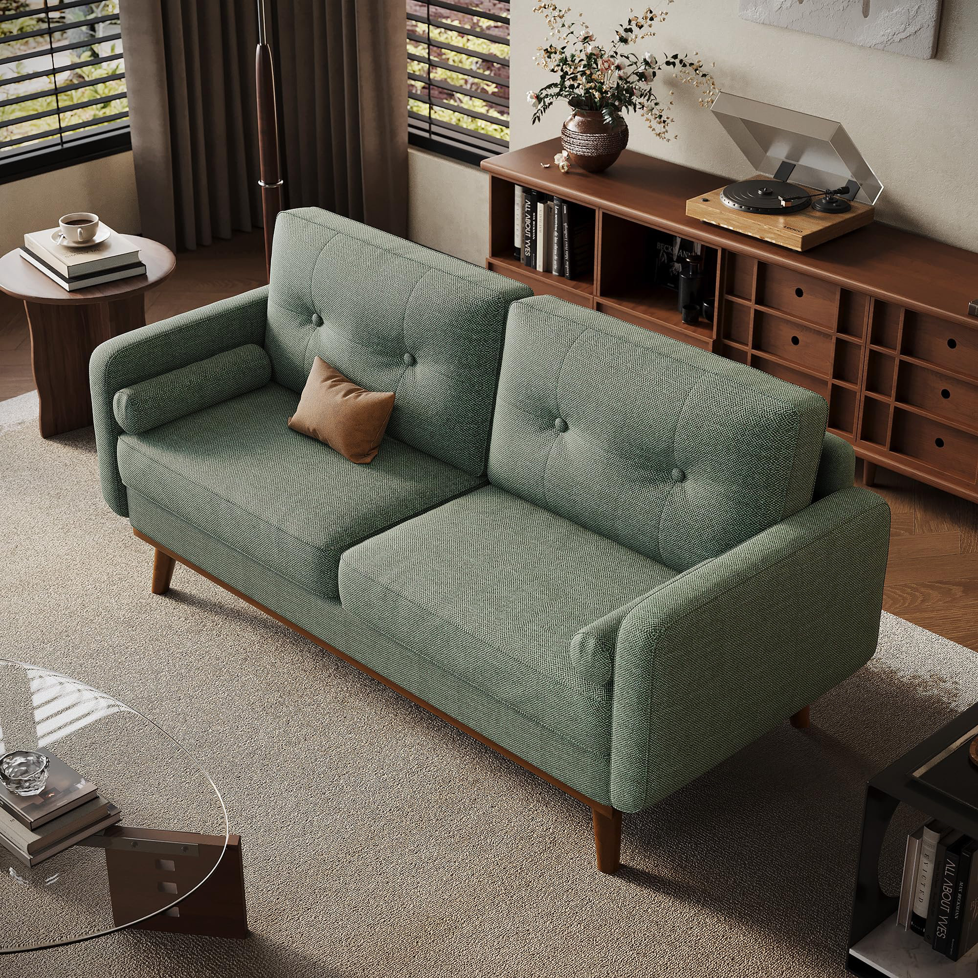 George Oliver 64" Loveseat Sofa, Mid Century Modern Couch Comfy Love ...